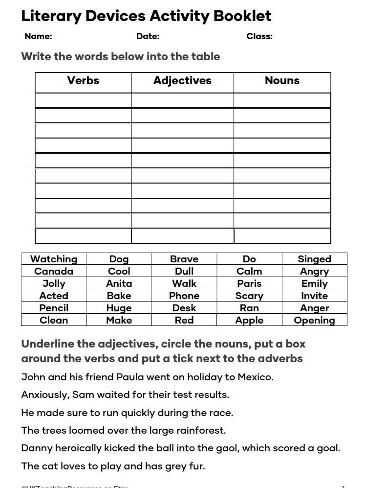 Literary Devices Flashcards Activity Booklet | English Language ...
