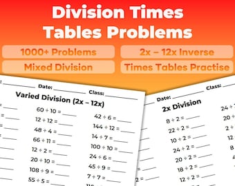 1000+ Multiplication Times Tables Problems | 16 Pages of Practise Q's ...
