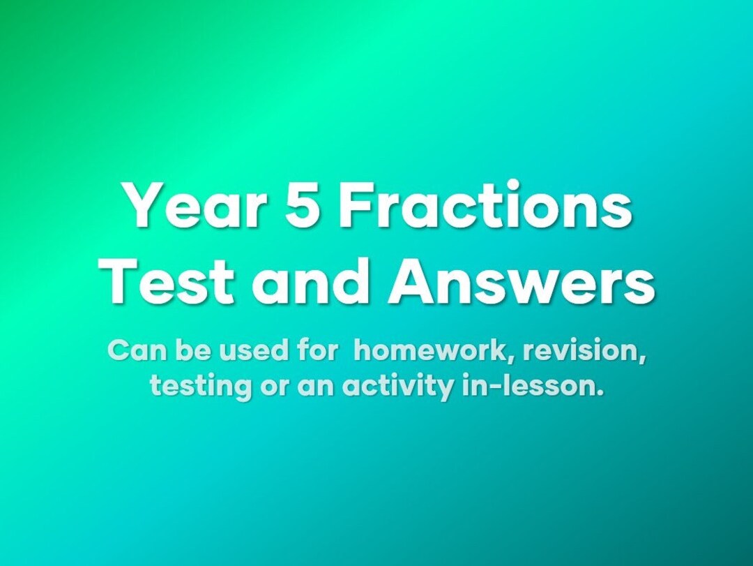 Year 5 Fractions Test and Answers - Etsy
