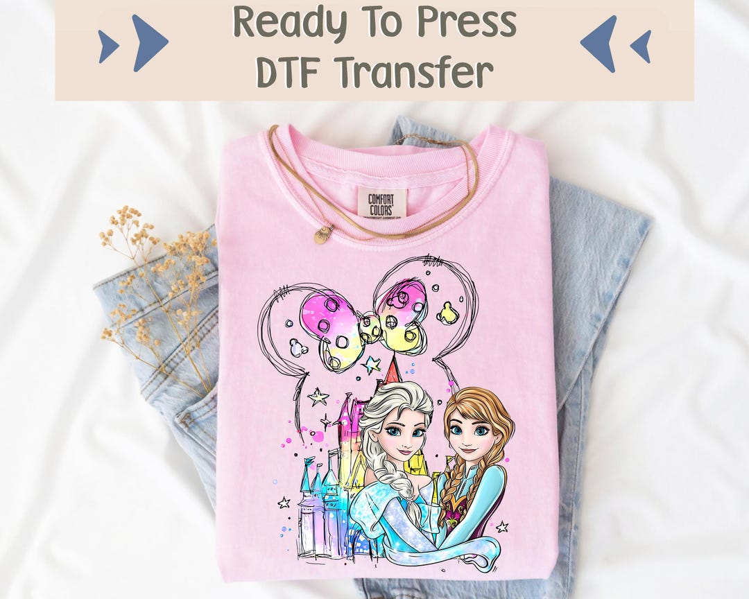 Princess Elsa DTF Transfer, Elsa and Anna Design, Disney Princess DTF ...