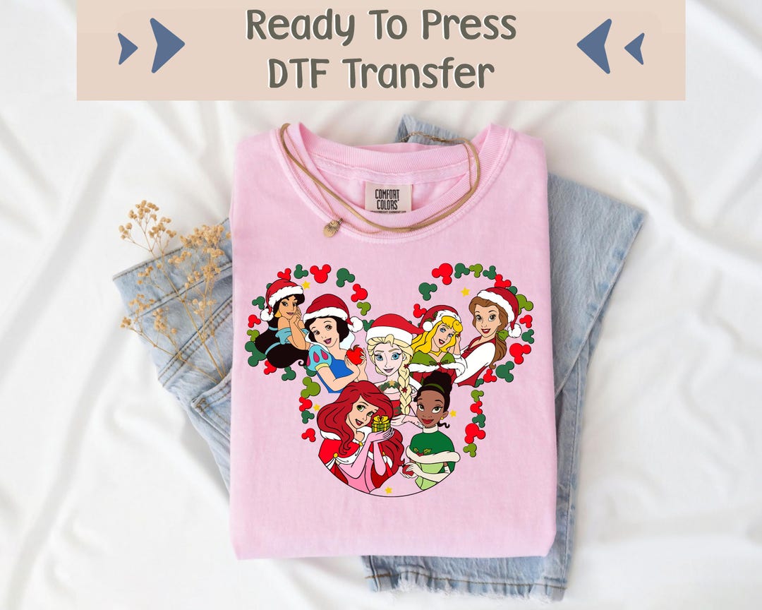 Disney Princess DTF Transfer, Disney Christmas DTF, Disney Holiday ...