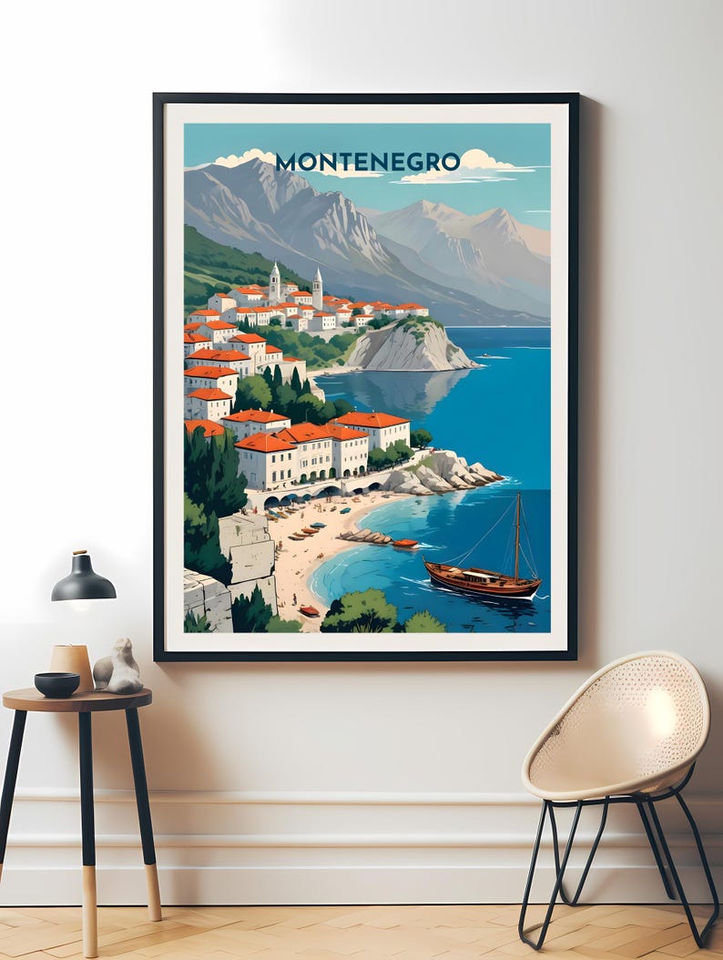 Montenegro Travel Poster, Printable Digital Wall Art, Instant Download ...