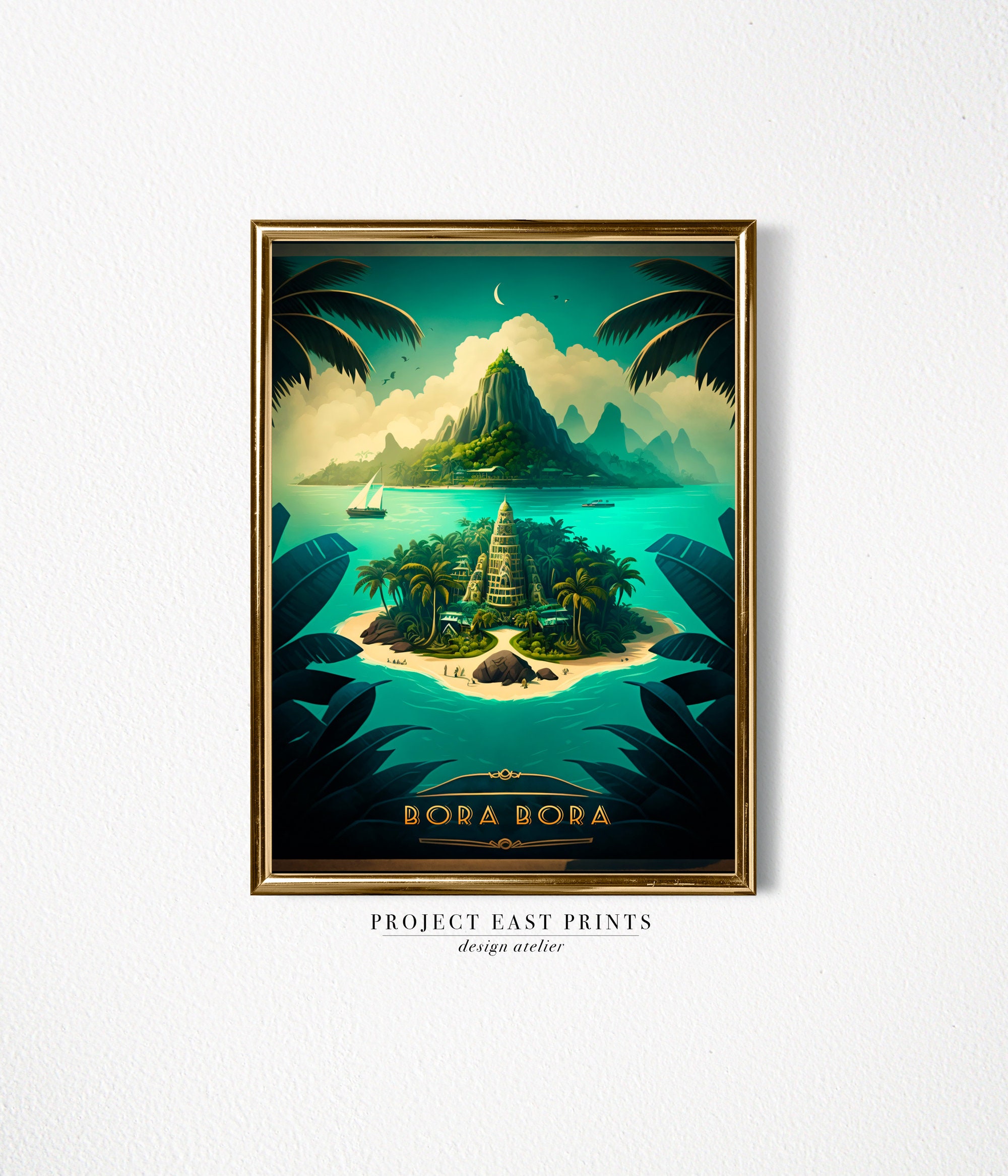 Digital Print Retro Travel Poster of Bora Bora, Art-deco Inspired Wall ...