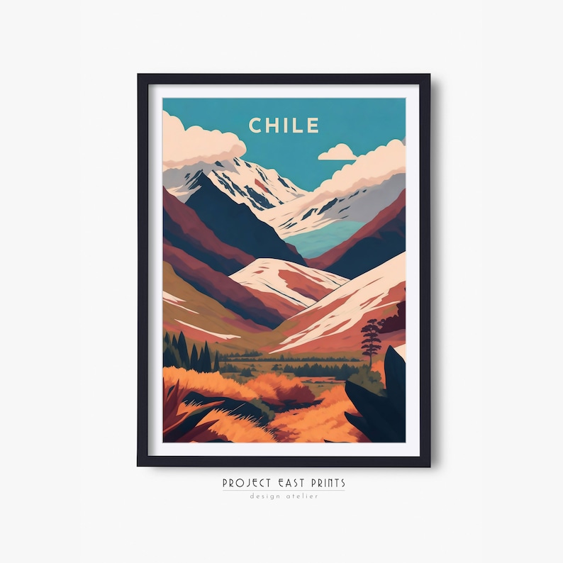 Chile Retro Travel Poster Digital Print Wall Art, Instant Download - Etsy