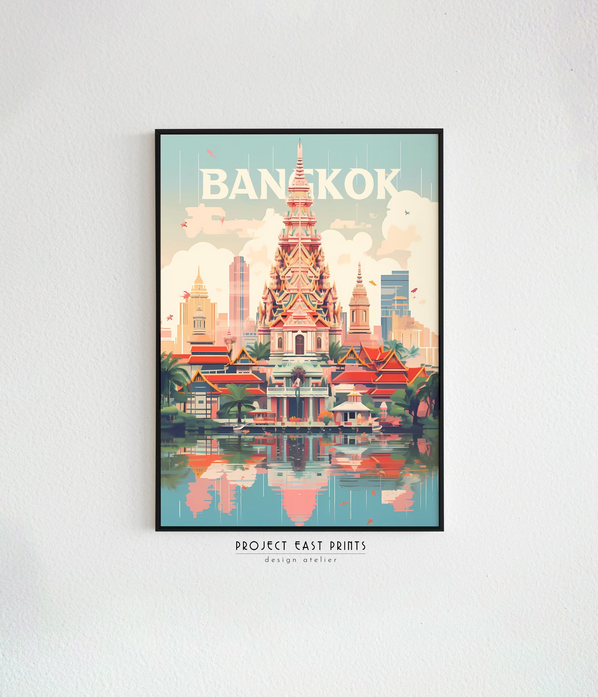 Bangkok Travel Poster Digital Wall Print Art, Thailand, Instant ...