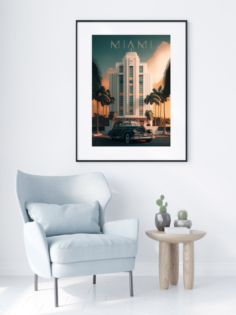 Miami Retro Travel Poster: Florida Art Deco Print (digital Download) - Etsy