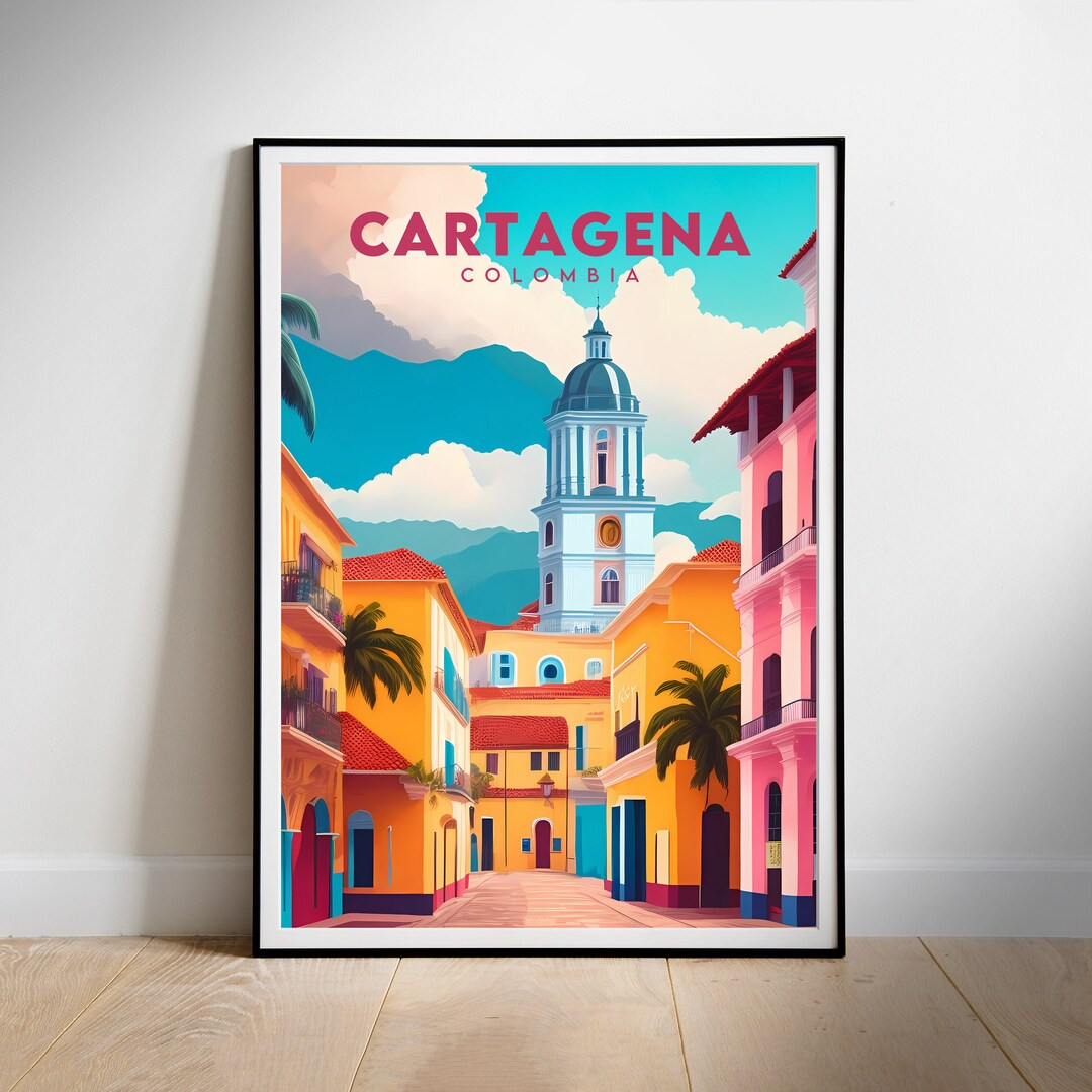 Colombia Travel Poster, Digital Wall Print, Cartagena, Home Decor Art ...