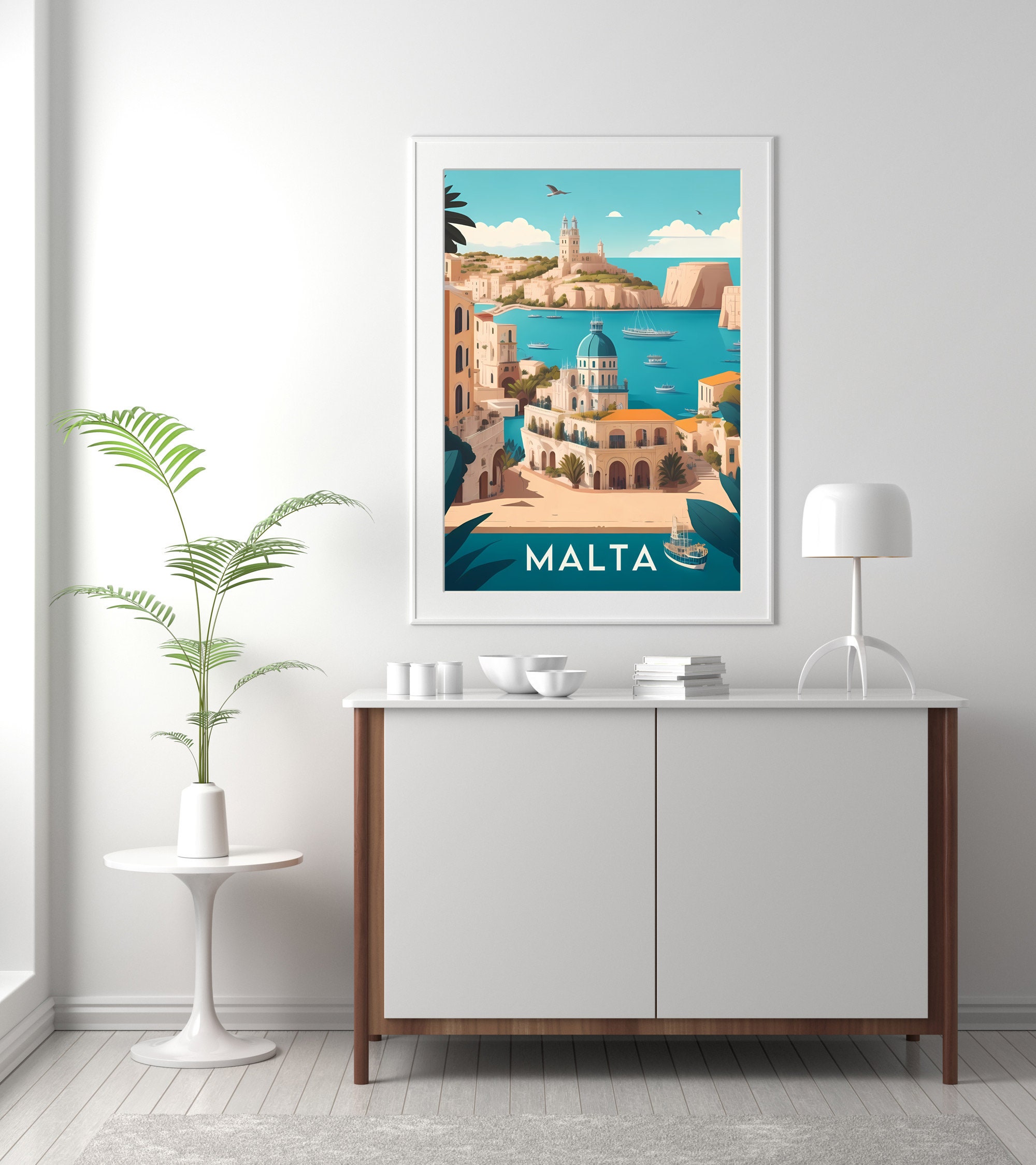 Malta Retro Travel Poster Digital Print Wall Art, Instant Download - Etsy