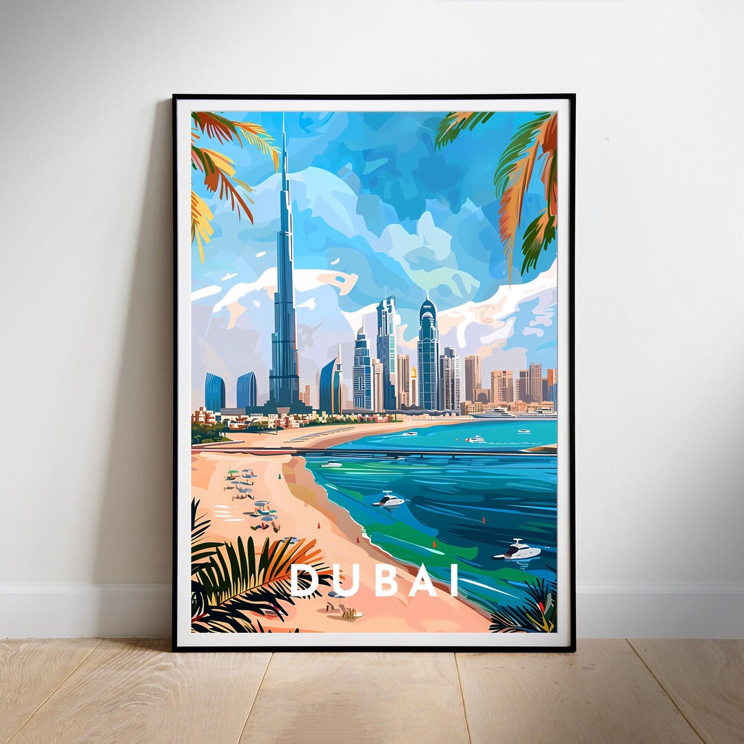 Dubai Travel Poster, Printable Digital Wall Art, Instant Download ...