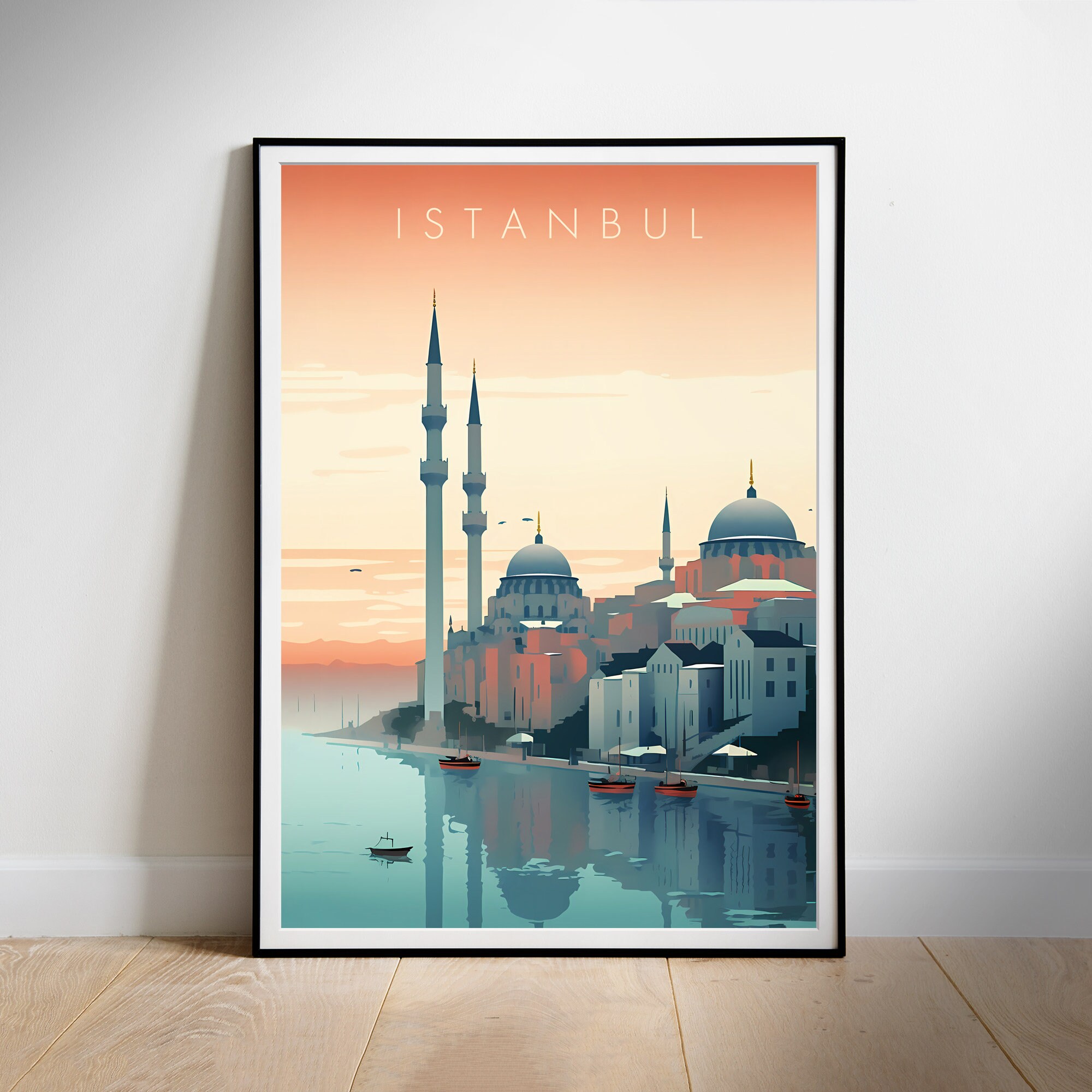 Istanbul Travel Poster Digital Wall Print Art Watercolor - Etsy