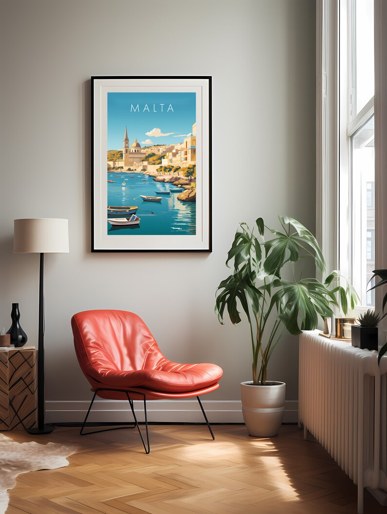 Malta Travel Poster, Digital Print Retro Downloadable Wall Art, Instant ...