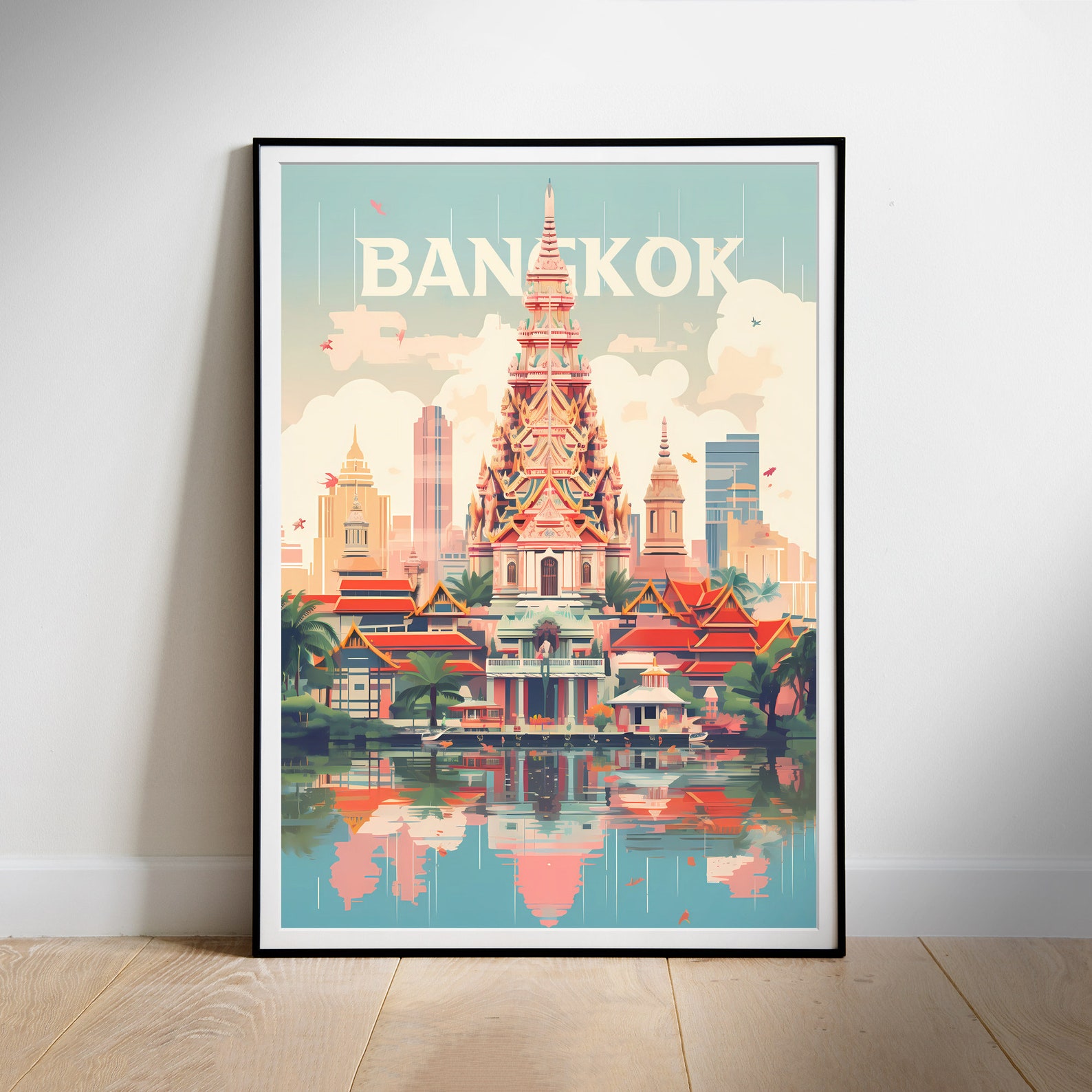 Bangkok Travel Poster Digital Wall Print Art, Thailand, Instant ...