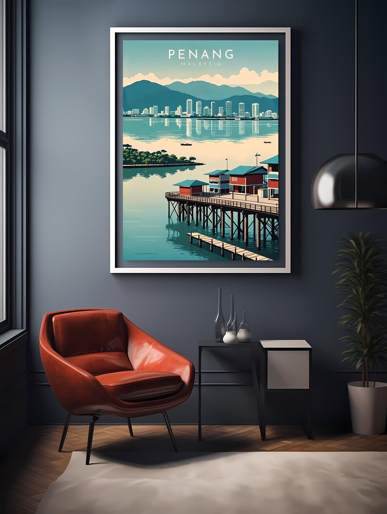 Penang Malaysia Retro Travel Poster: Vintage Wall Art (digital Download ...