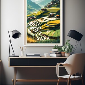 Vietnam Retro Travel Poster, Sapa Printable Digital Wall Art, Instant ...