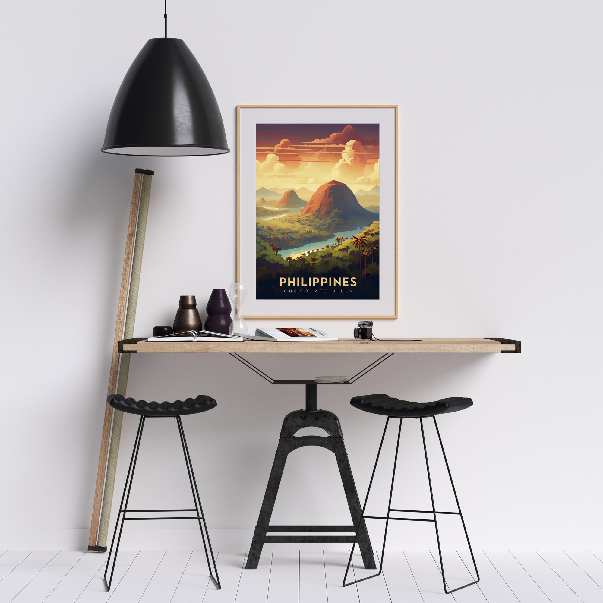 Retro Travel Poster Digital Print, Wall Art of Chocolate Hills ...