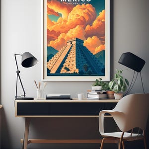 Mexico Travel Poster, Digital Printable Wall Art, Chichen Itza Instant ...