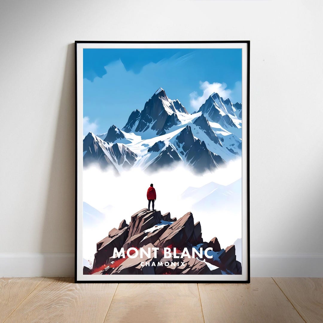 Mont Blanc Travel Poster, Chamonix Digital Print Retro Downloadable ...