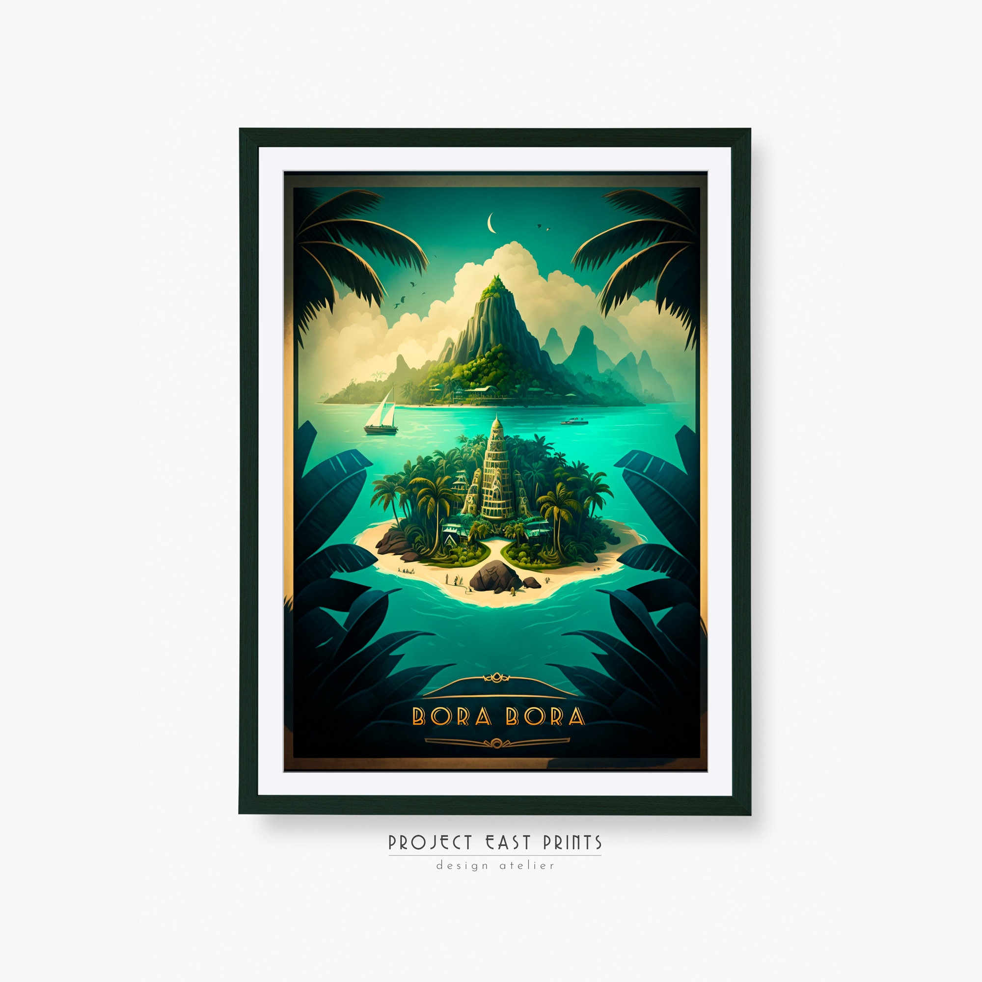 Digital Print Retro Travel Poster of Bora Bora, Art-deco Inspired Wall ...