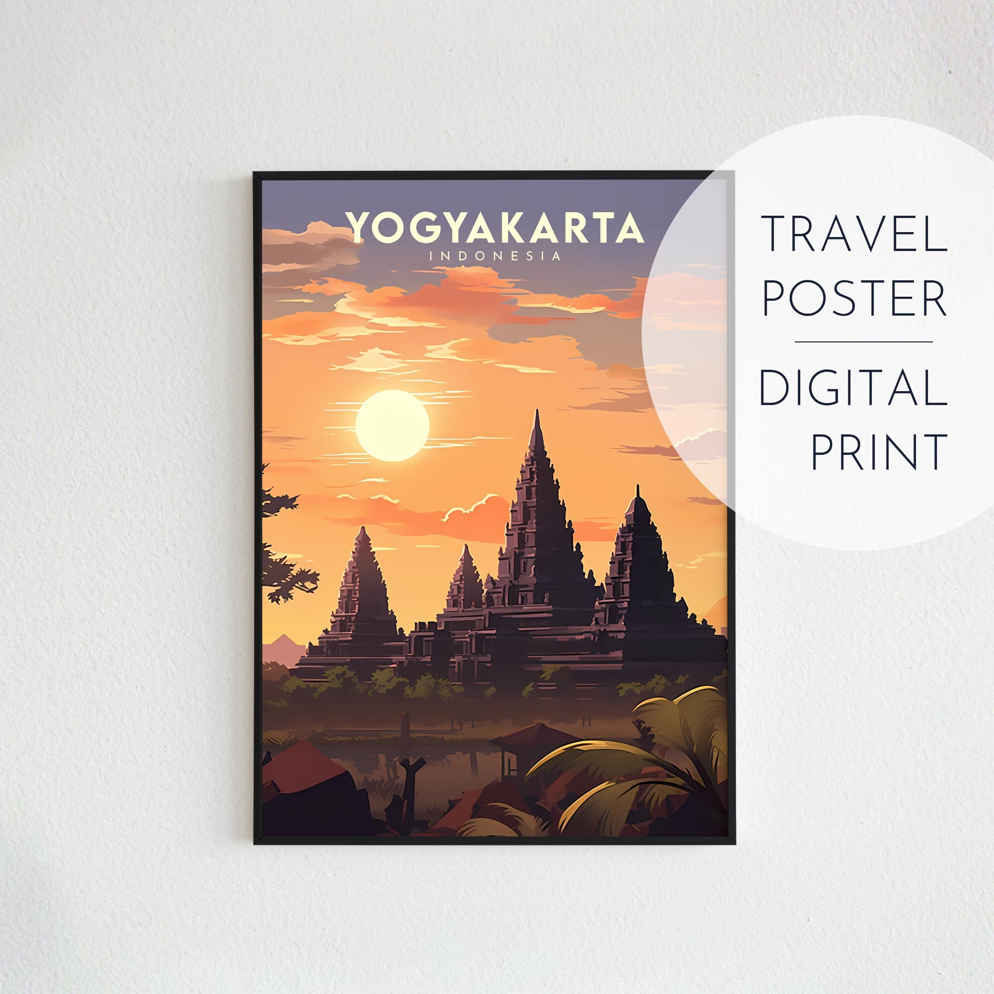 Indonesia Travel Digital Poster, Yogyakarta Print, Minimalist Wall ...