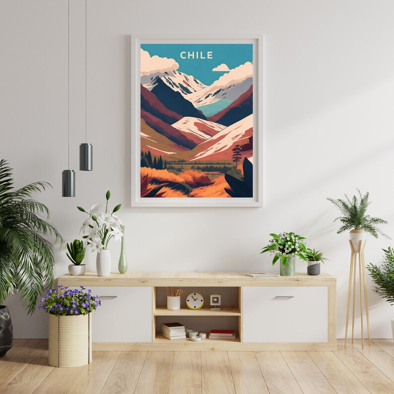 Chile Retro Travel Poster Digital Print Wall Art, Instant Download - Etsy