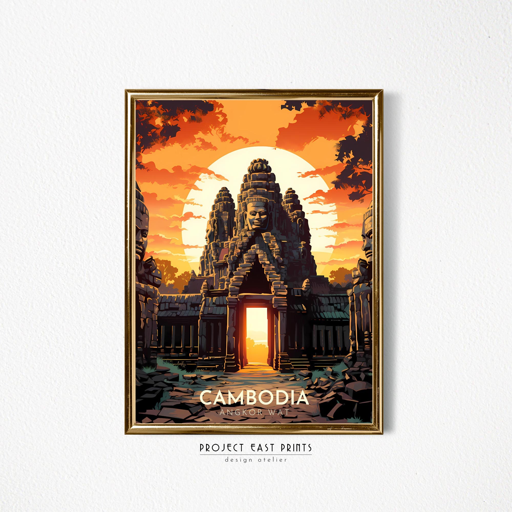 Cambodia Digital Travel Poster, Angkor Wat, Wall Print Art Home Decor ...