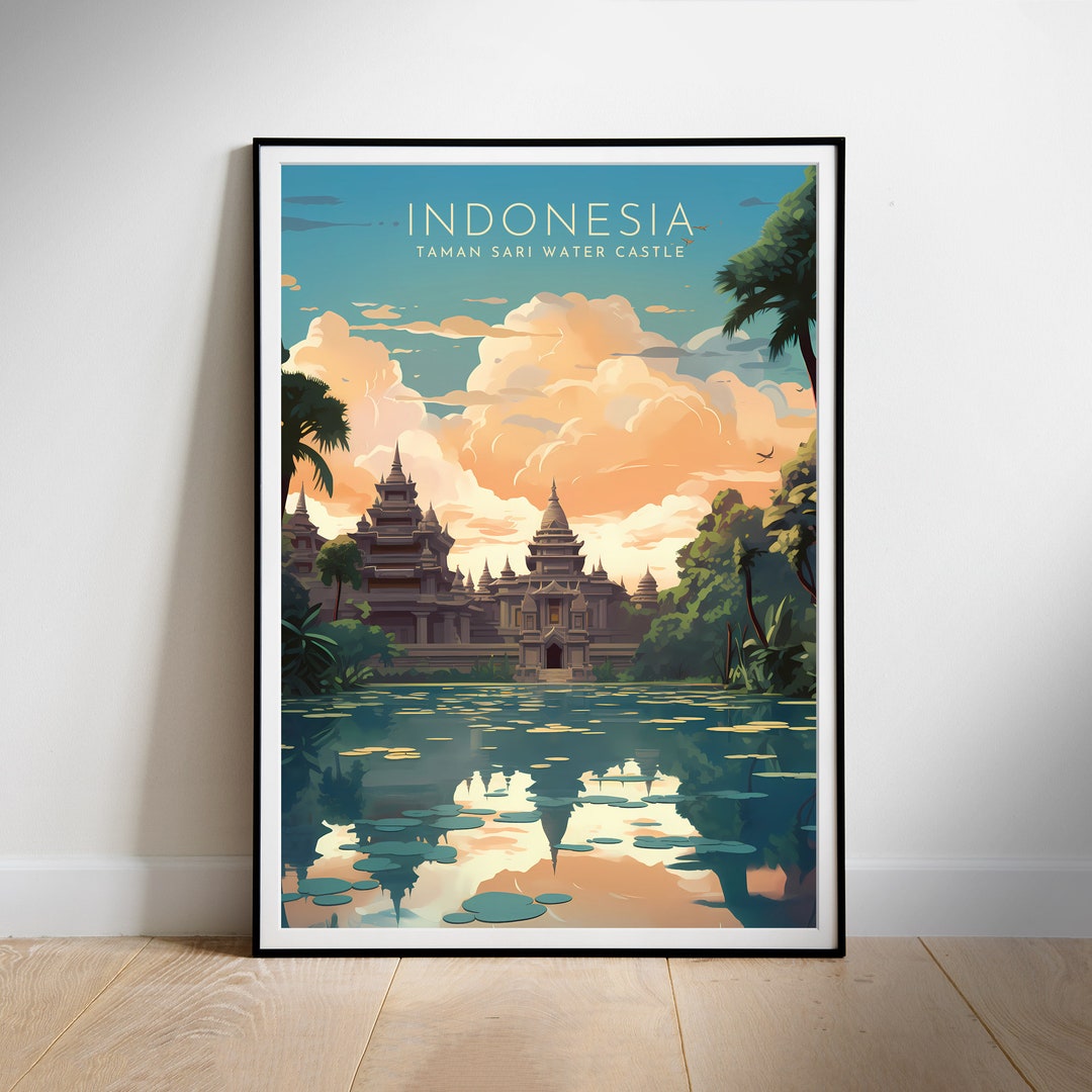 Printable Digital Wall Art, Indonesia, Retro Travel Poster, Instant ...
