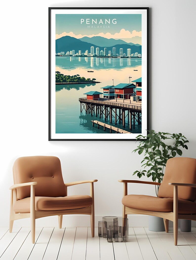 Penang Malaysia Retro Travel Poster: Vintage Wall Art (digital Download ...