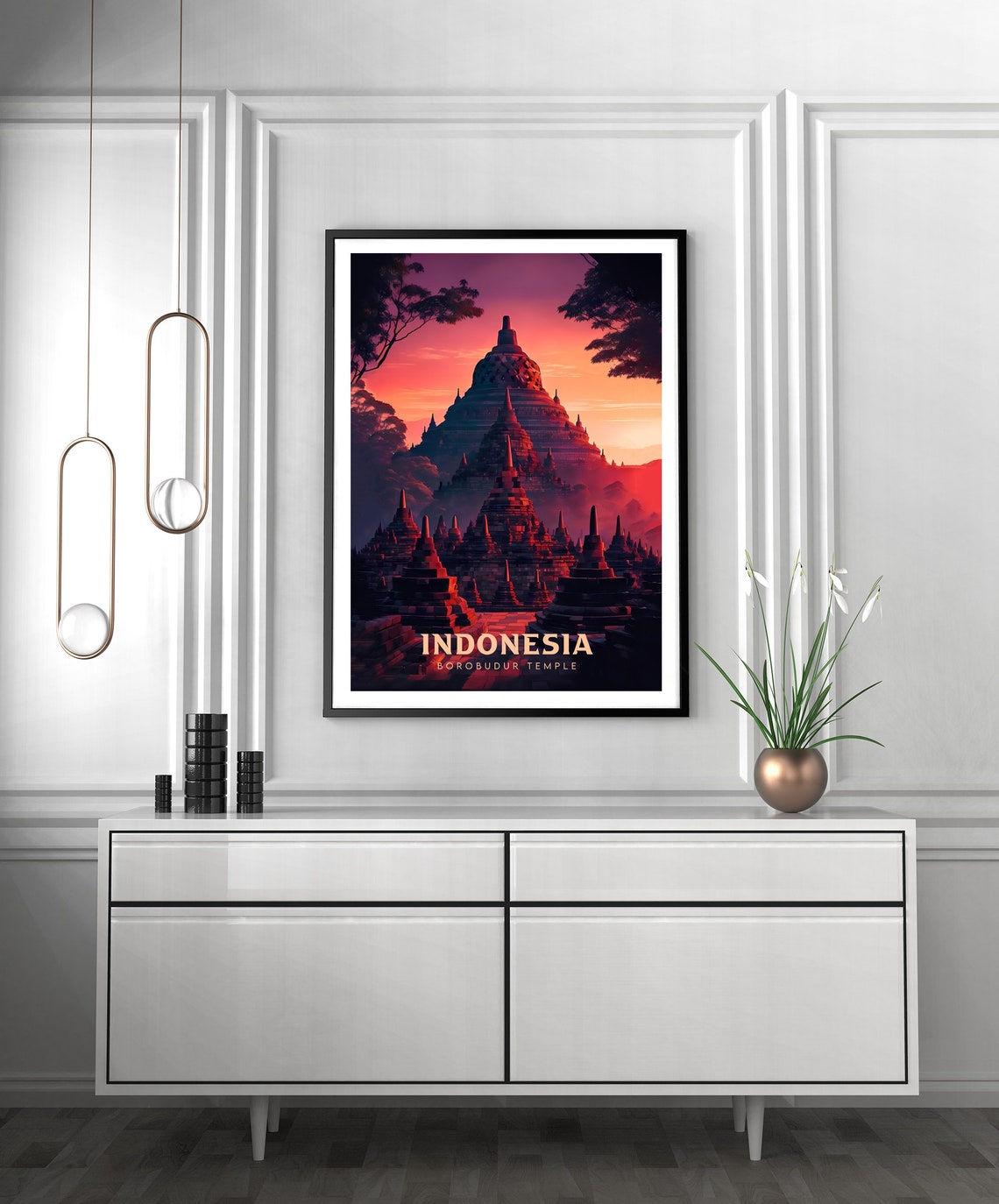 Indonesia Travel Poster Digital Wall Print Art Borobudur - Etsy