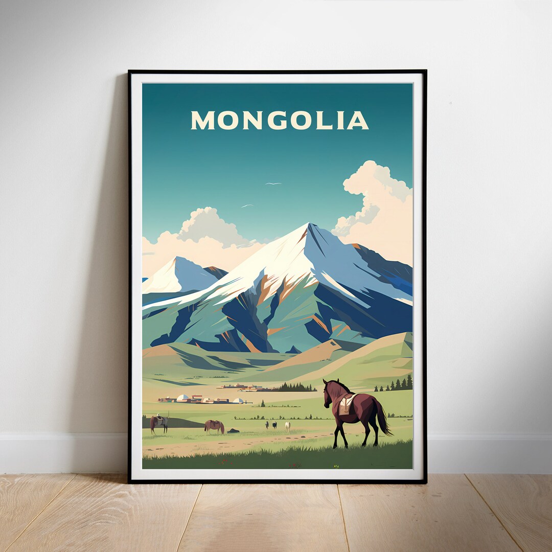 Mongolia Travel Poster Wall Art, Digital Travelling Print, Instant ...