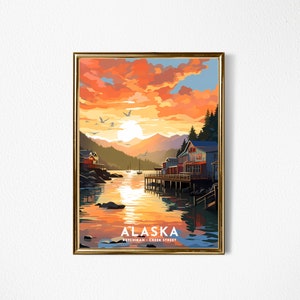 Printable Digital Wall Art, Alaska, Retro Travel Poster, Instant ...