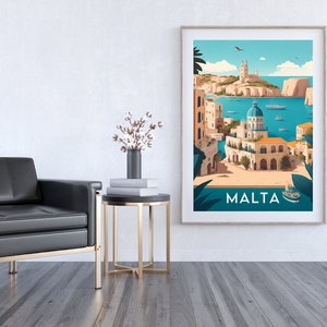 Malta Retro Travel Poster Digital Print Wall Art, Instant Download - Etsy