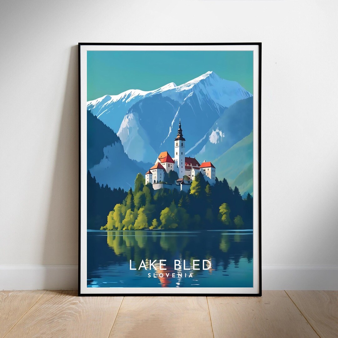 Slovenia Digital Travel Poster, Lake Bled Printable Digital Wall Art, Instant Download, Hanging ...