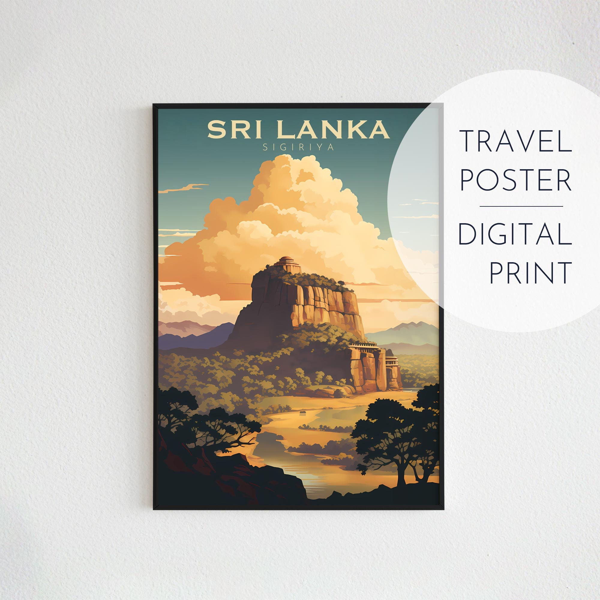 Printable Digital Wall Art, Sri Lanka, Retro Travel Poster, Instant ...