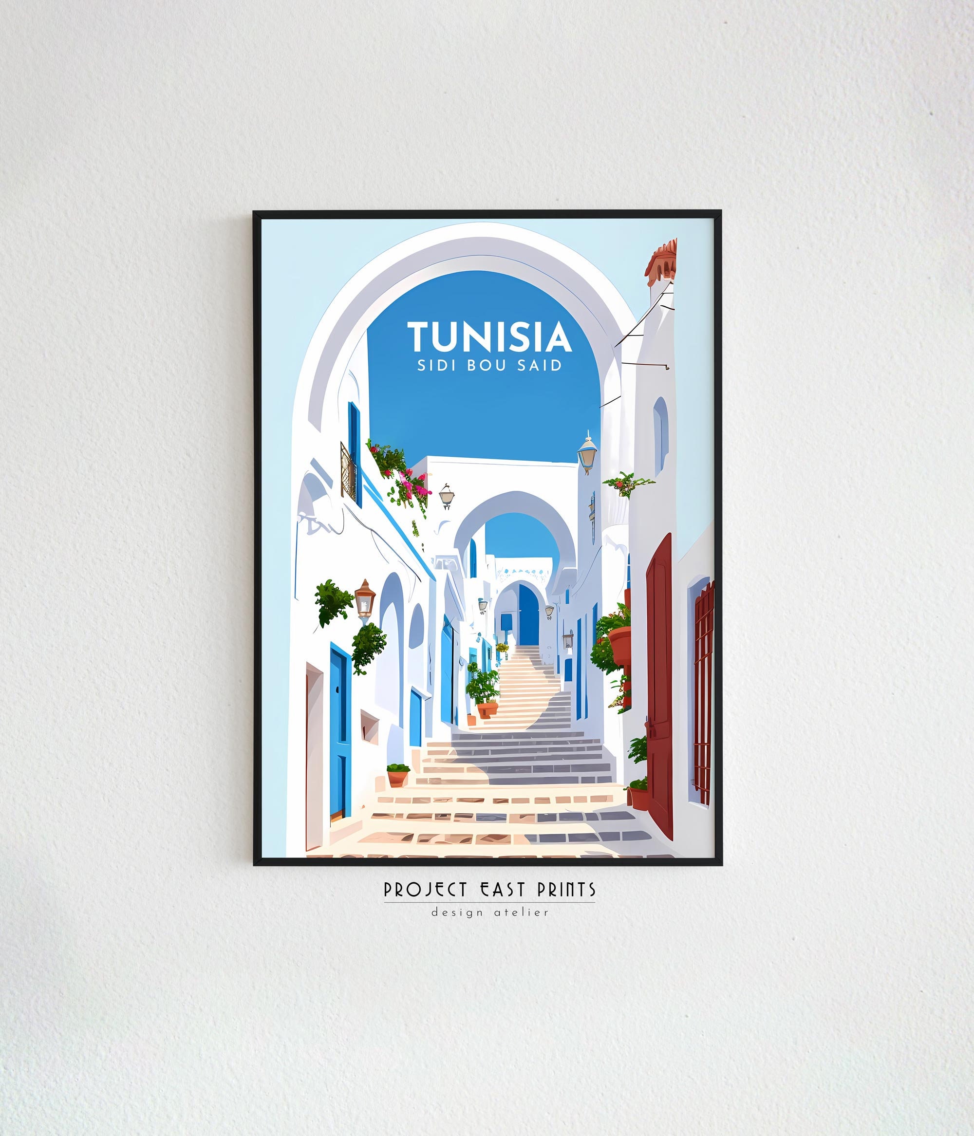 Tunisia Travel Retro Poster, Sidi Bou Said, Downloadable Poster ...