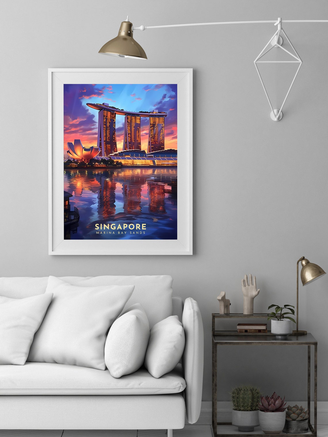 Singapore Travel Poster Digital Wall Print Art, Marina Bay Sands ...