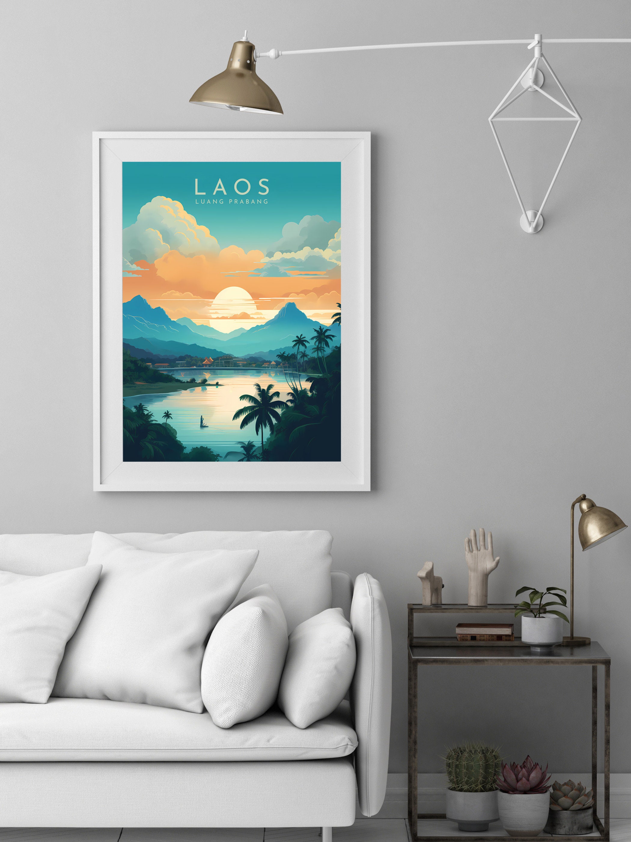 Printable Digital Wall Art, Laos, Luang Prabang, Retro Travel Poster ...