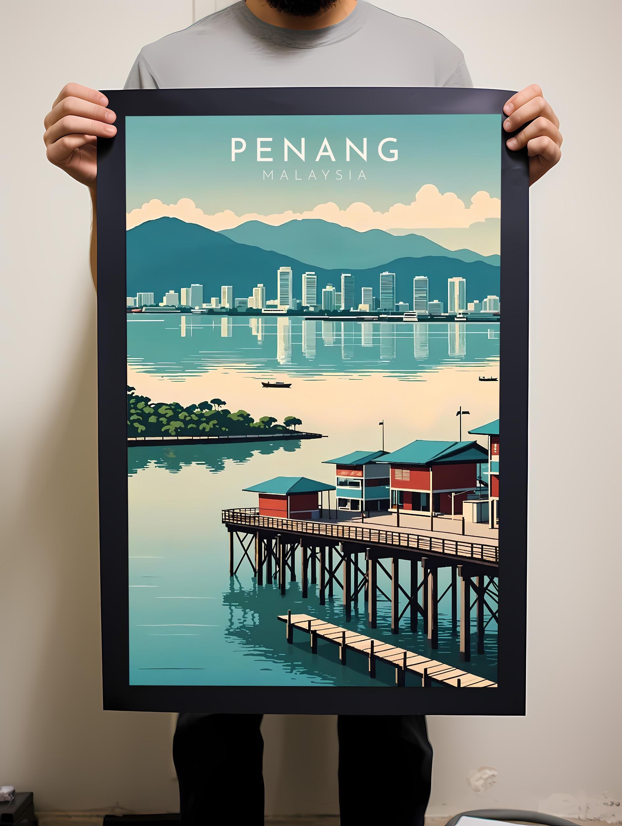 Penang Malaysia Retro Travel Poster: Vintage Wall Art (digital Download ...