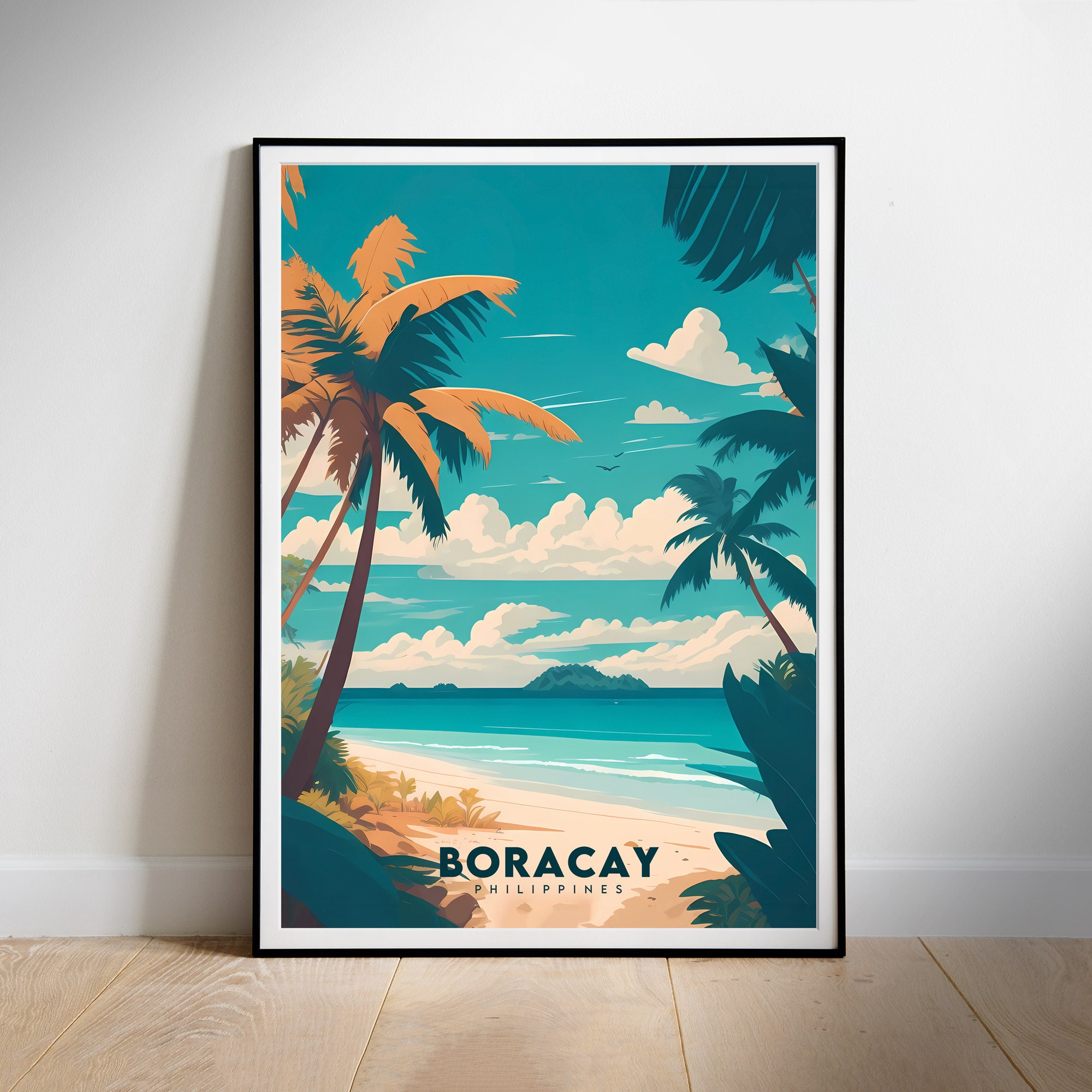 Philippines Travel Poster, Digital Wall Print Art, Boracay Tropical Beach, Instant Download - Etsy