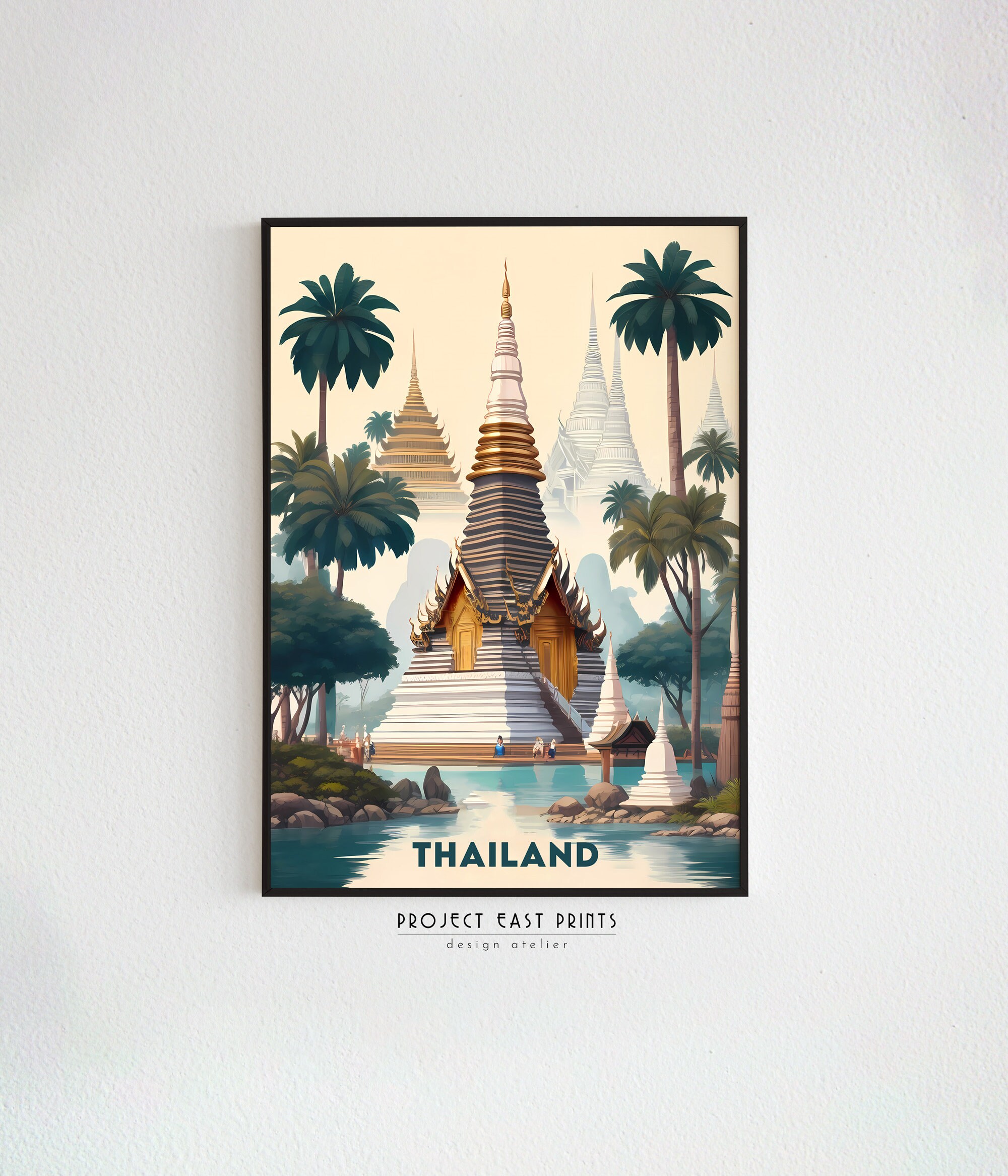 Thailand Retro Travel Poster, Digital Print Wall Art, Instant Download ...