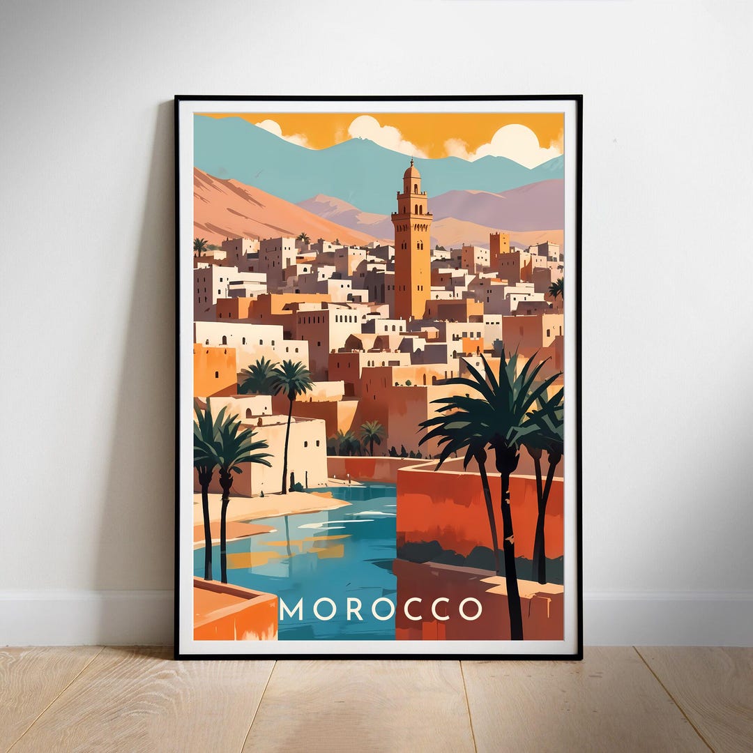 Morocco Travel Poster, Printable Digital Wall Art, Instant Download ...