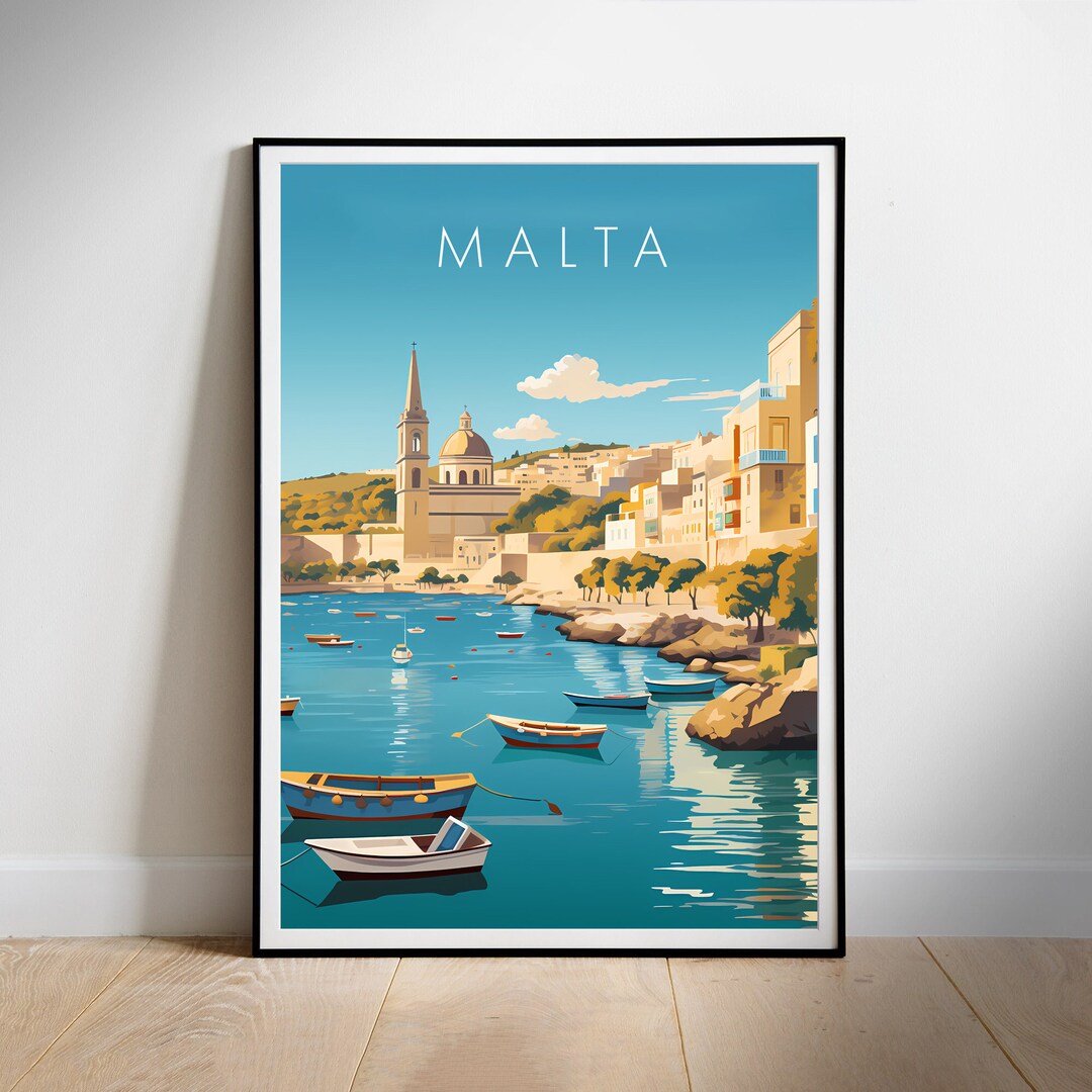Malta Travel Poster, Digital Print Retro Downloadable Wall Art, Instant ...
