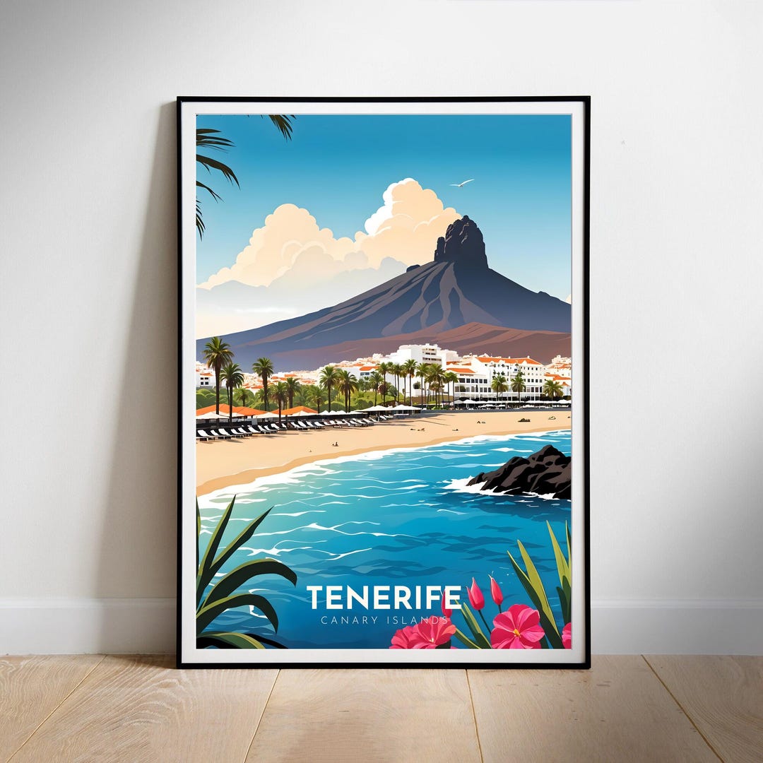 Tenerife Travel Poster, Digital Print, Canary Islands Retro ...