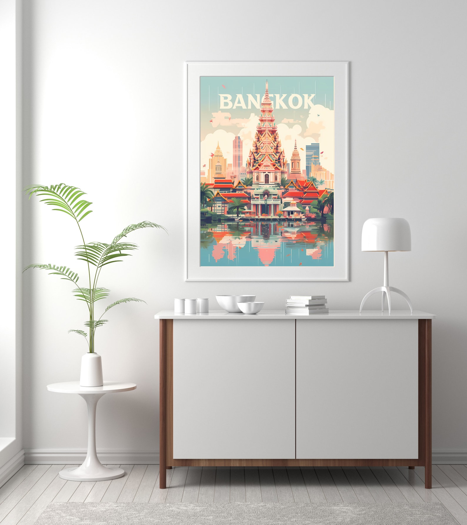 Bangkok Travel Poster Digital Wall Print Art, Thailand, Instant ...