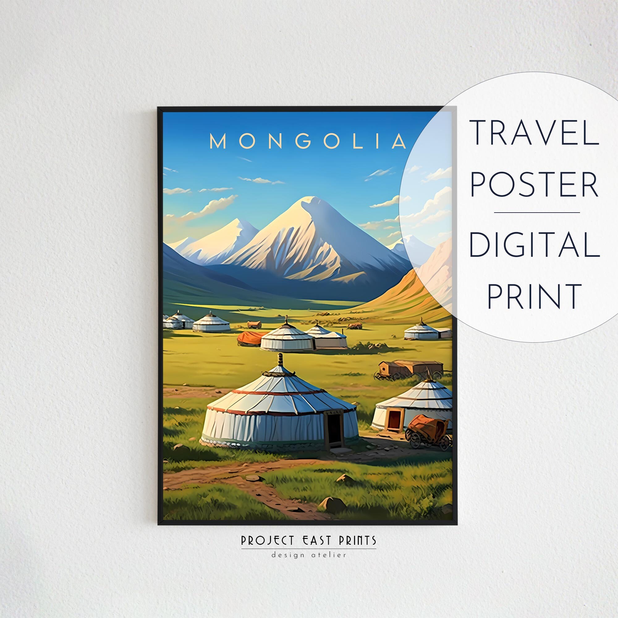 Mongolia Travel Print, Digital Wall Travelling Poster Art, Instant ...