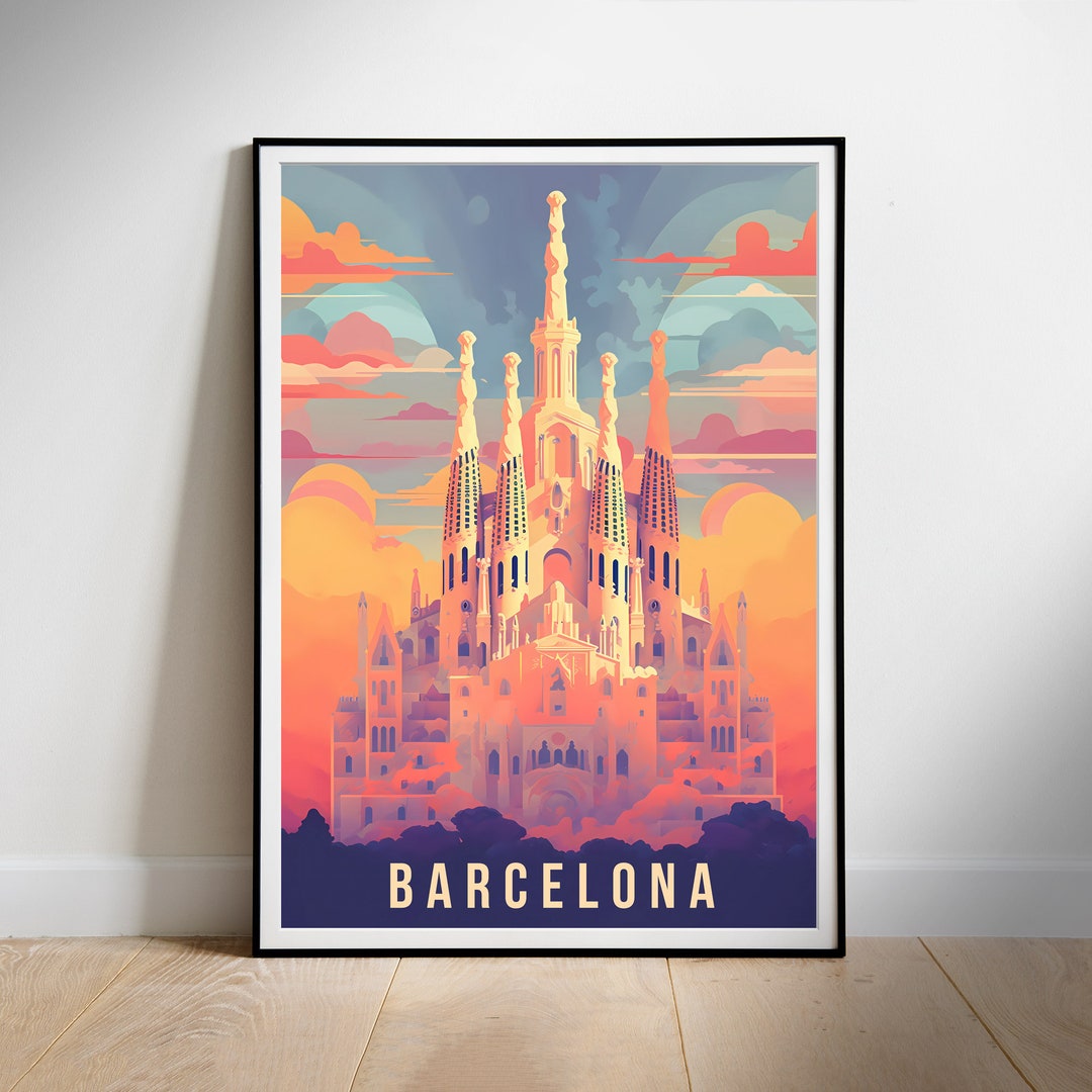 Barcelona, Spain Travel Poster, Watercolor City Art, Colorful Travel ...