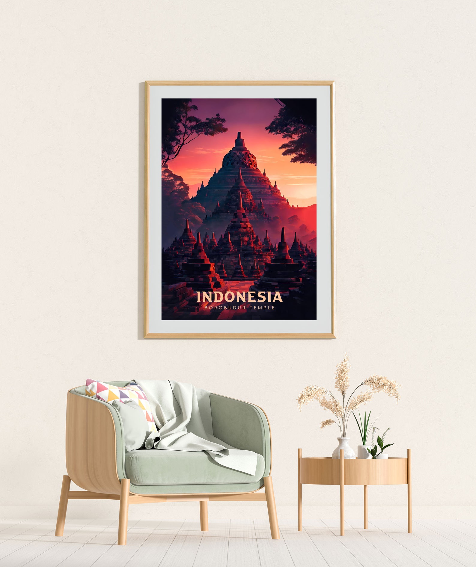 Indonesia Travel Poster Digital Wall Print Art Borobudur - Etsy