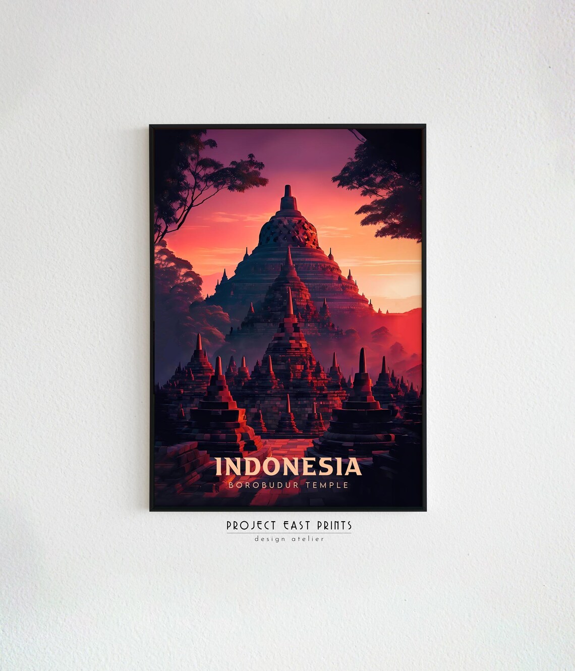 Indonesia Travel Poster Digital Wall Print Art Borobudur - Etsy
