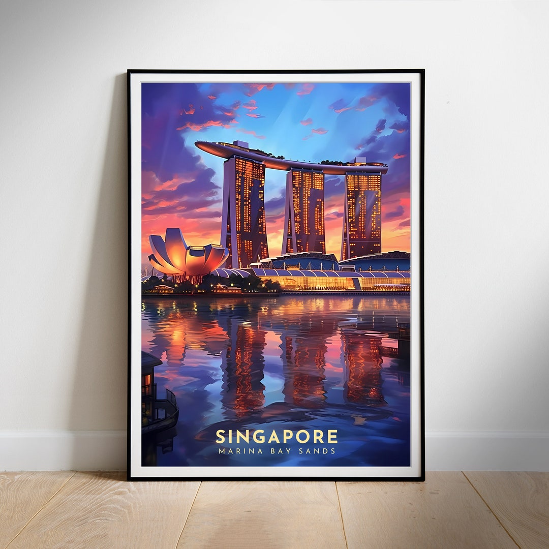 Singapore Travel Poster Digital Wall Print Art, Marina Bay Sands ...