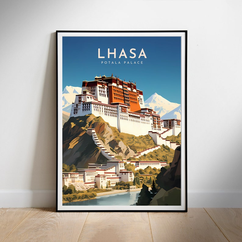 Asia Travel Print Wall Art, Lhasa, Tibet, Digital Travelling Poster ...