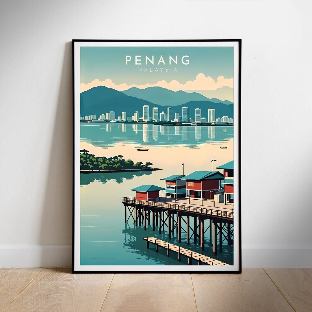 Penang Malaysia Retro Travel Poster: Vintage Wall Art (digital Download ...